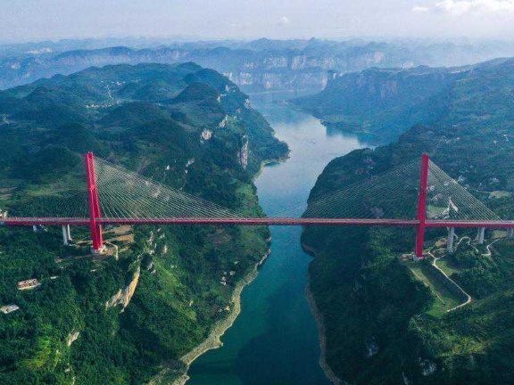 Bridges in mountainous Guizhou, Southwest China