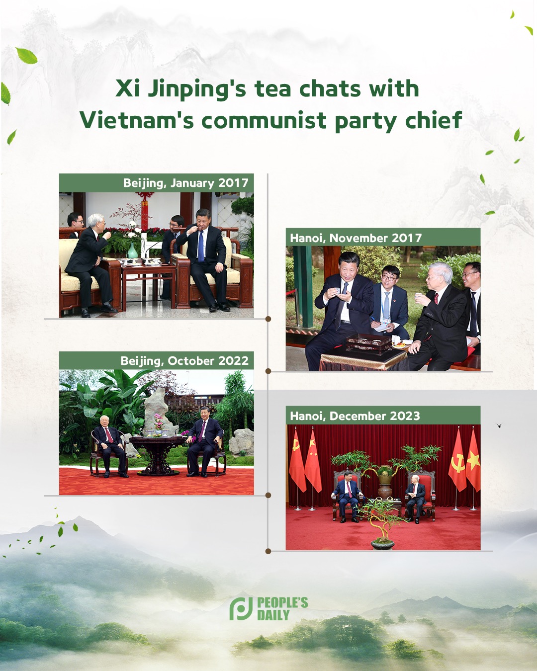 Xi Jinping's tea chats with Vietnam's communist party chief