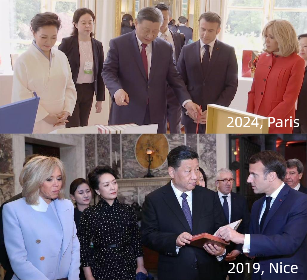 Xi, Macron exchange books as national gifts during state visit